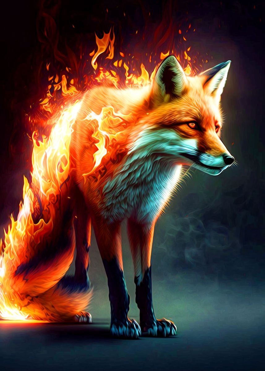 'Fantasy Fox' Poster, picture, metal print, paint by bds land | Displate