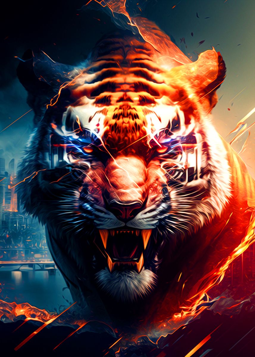 'Tiger' Poster, picture, metal print, paint by Tiker Arts | Displate