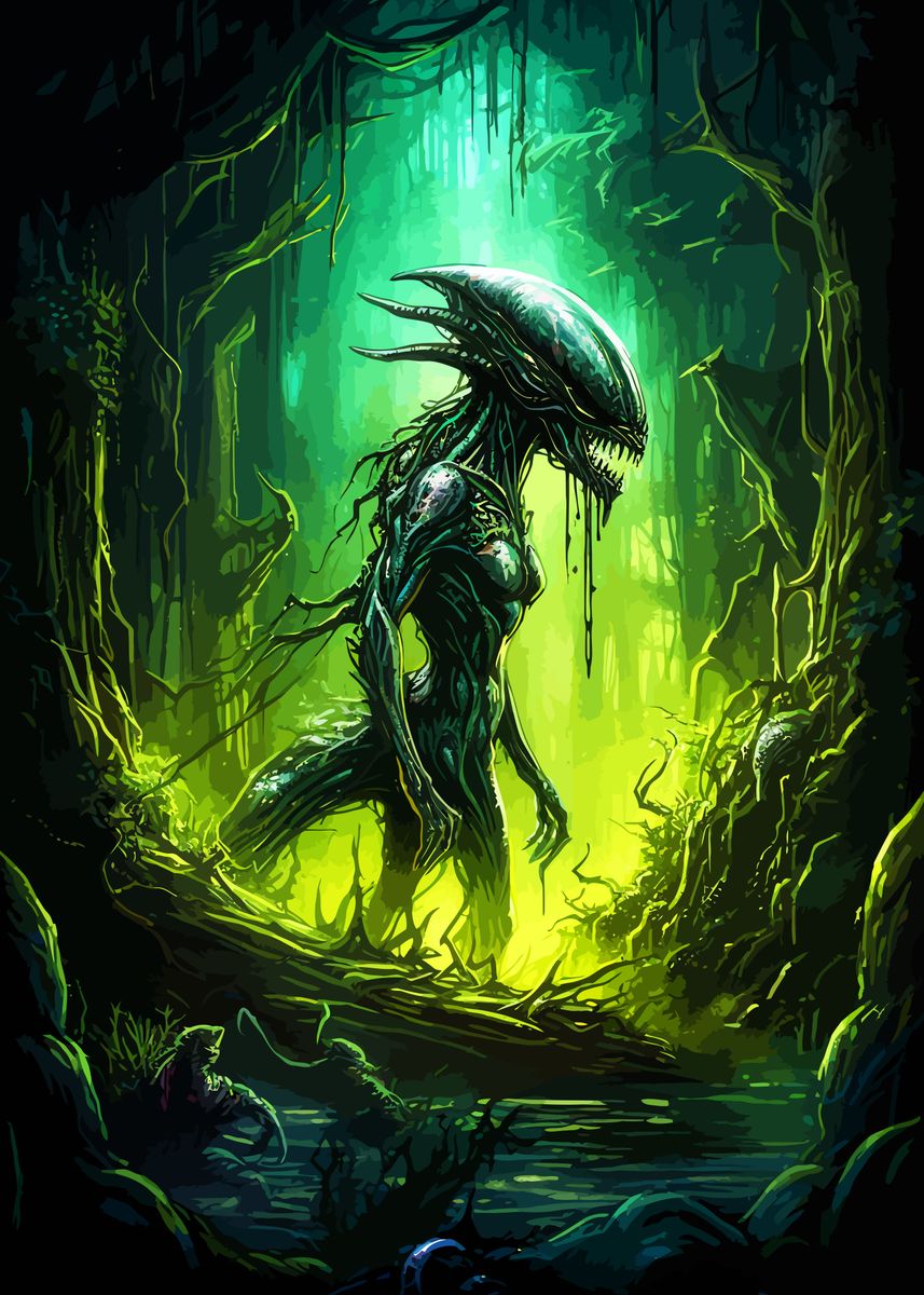 'Weed Toxic Alien' Poster, picture, metal print, paint by Nasmed | Displate