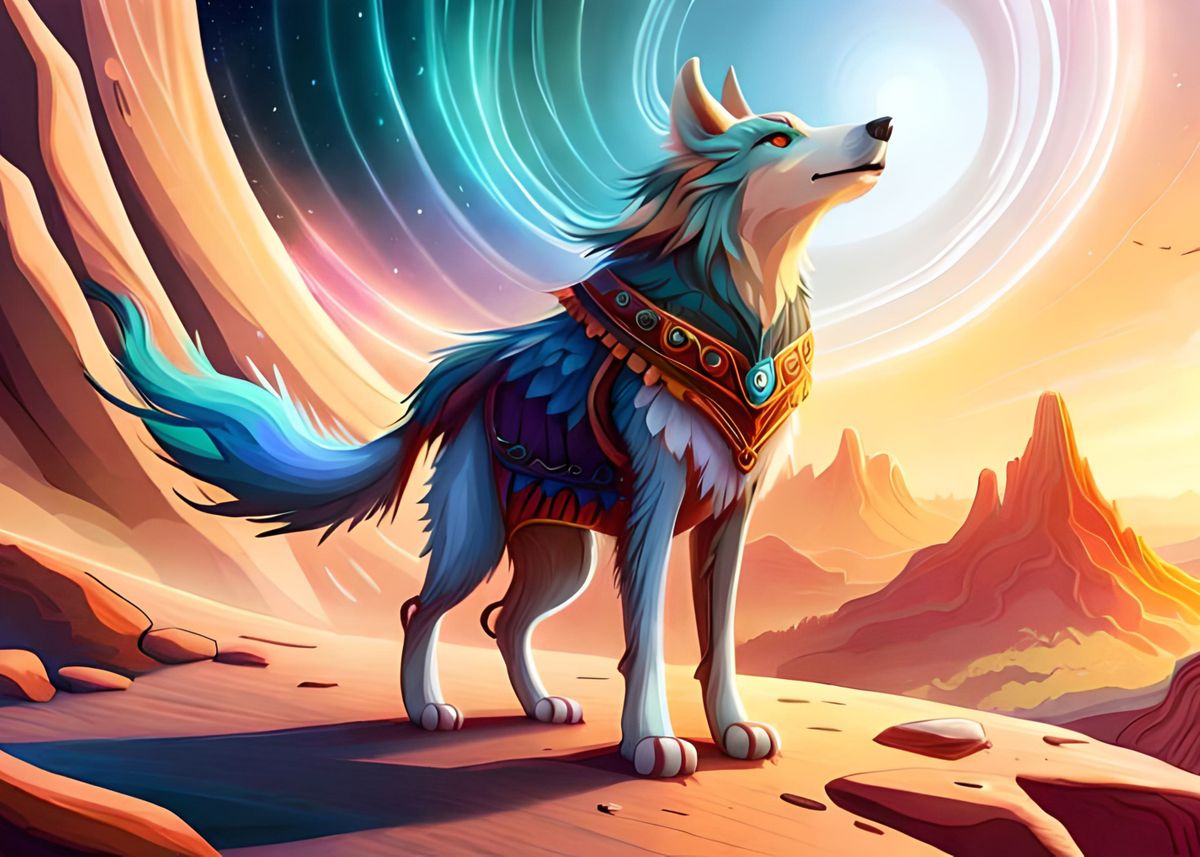 'Fantasy wolf' Poster by Below Horizon | Displate