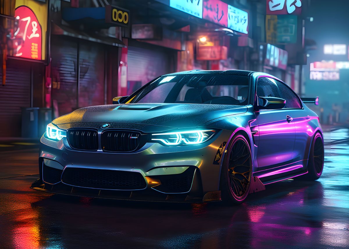 'BMW M3 Neon' Poster by Alexandros Simeonidis | Displate