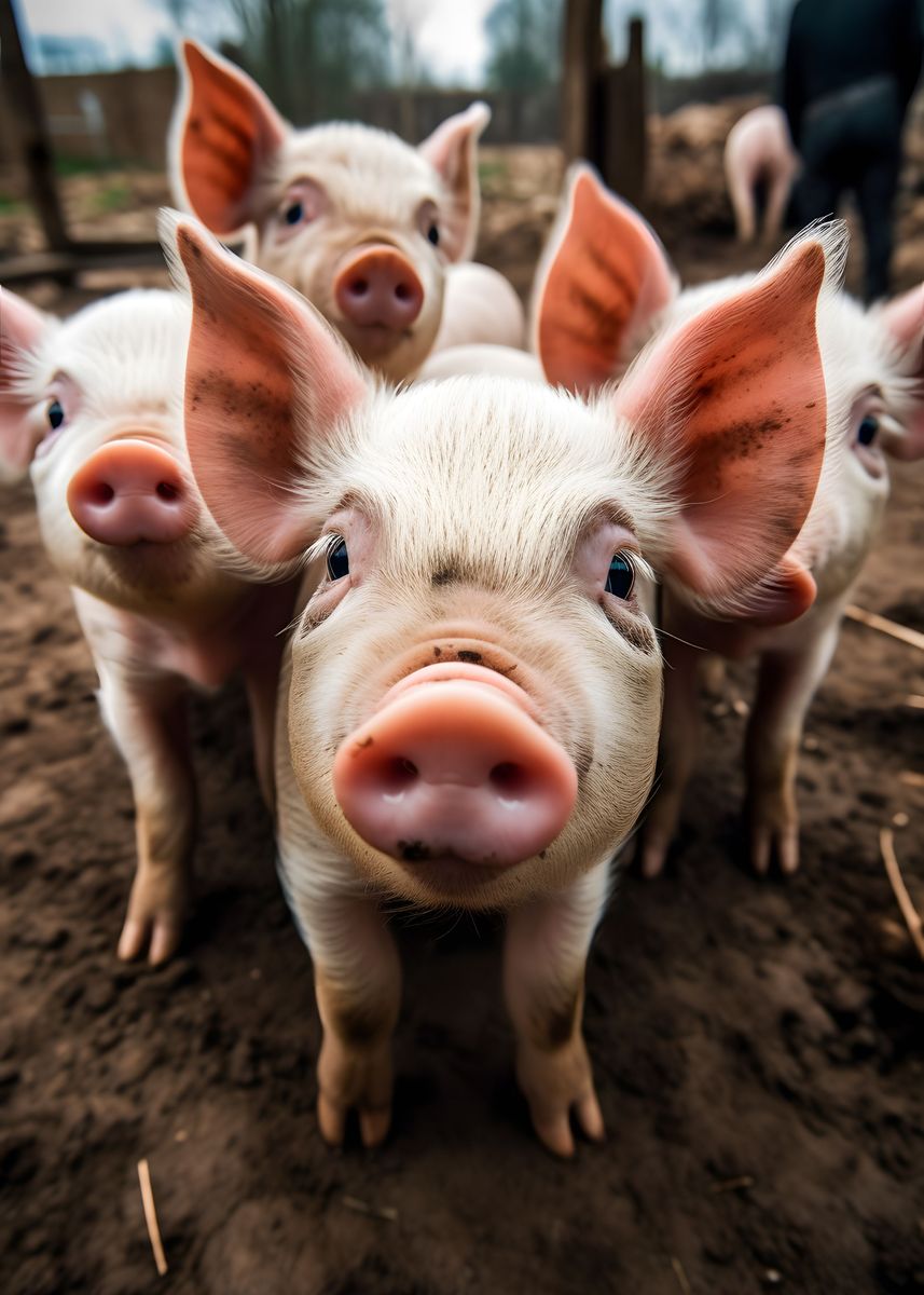 'Pigs Animal Selfie' Poster, picture, metal print, paint by David ...