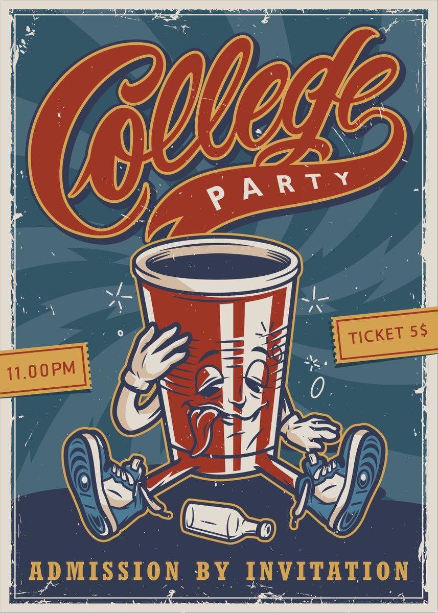 'College Party' Poster, picture, metal print, paint by Allan Brakus ...