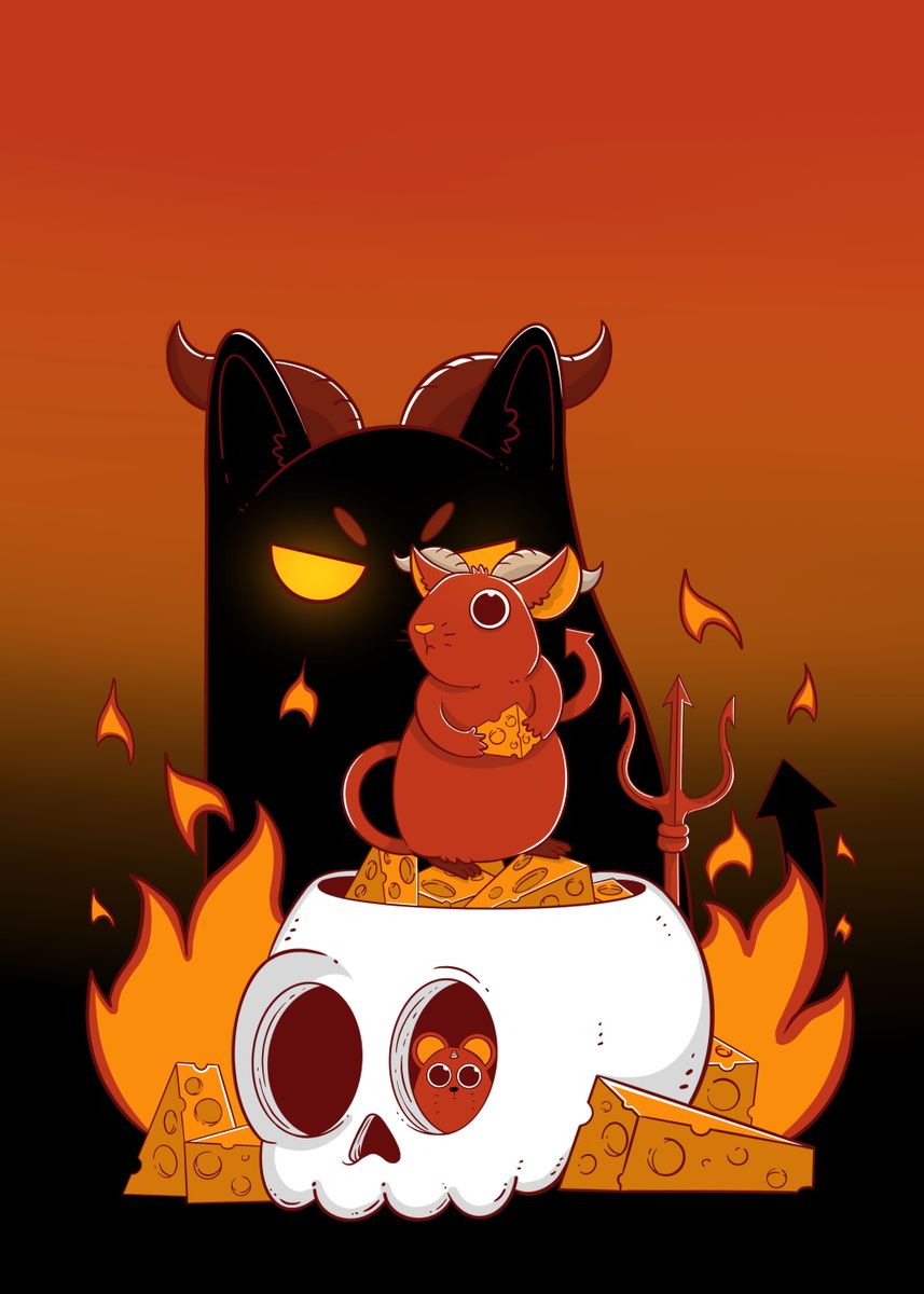 'Devil Mouse' Poster, picture, metal print, paint by ArtThree Studio ...