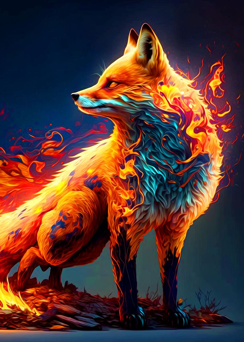 'Fantasy Fox' Poster, picture, metal print, paint by bds land | Displate