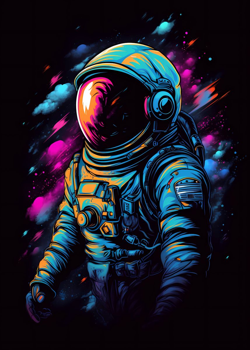 'Astronaut Spacewalking' Poster by WITS creative studio | Displate