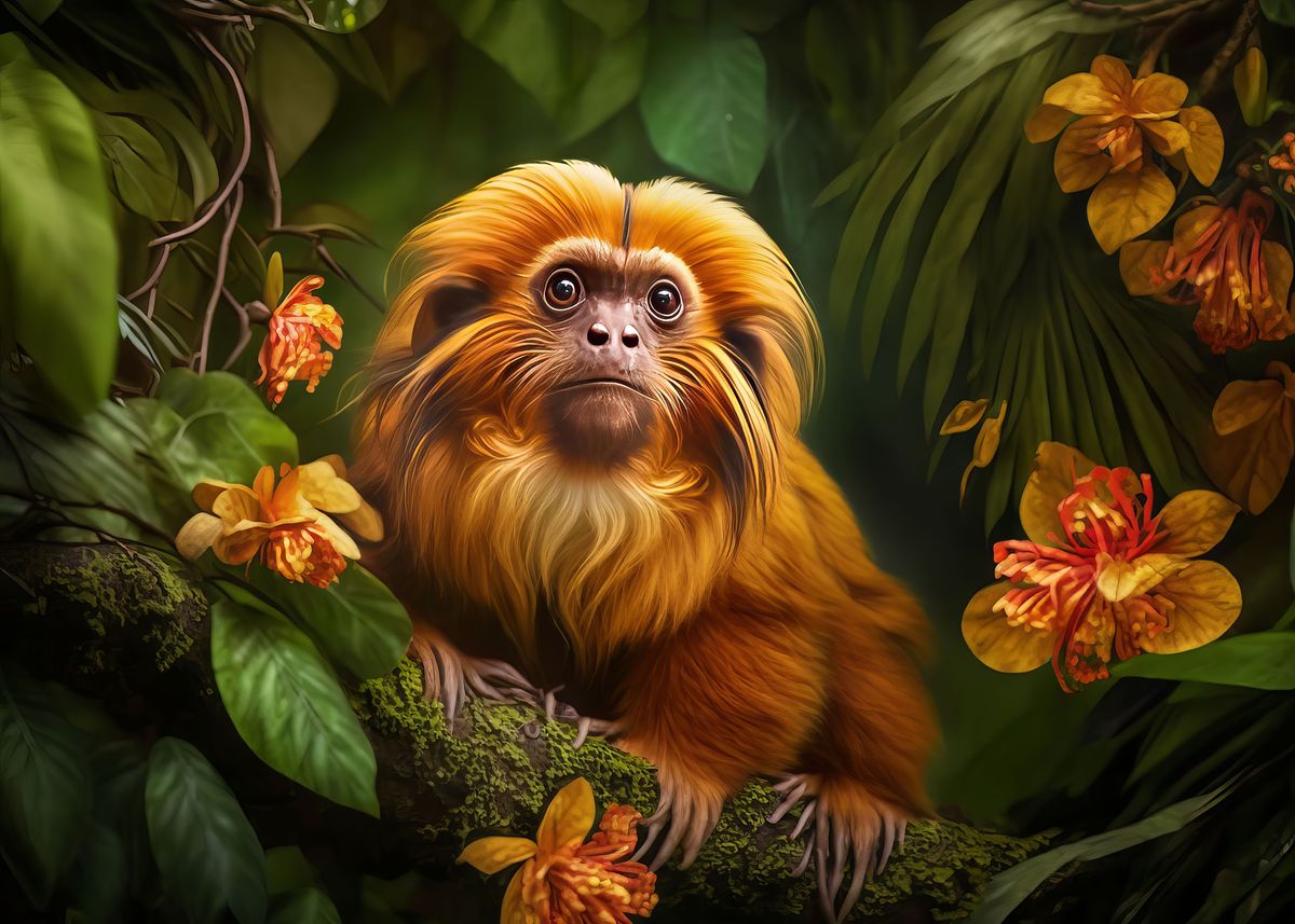 'Lion Monkey in rain forest' Poster by Karen Foley | Displate