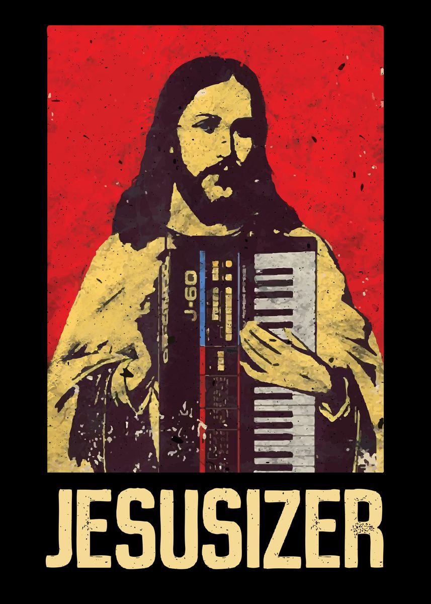 'Jesus Synthesizer Techno' Poster, picture, metal print, paint by Chris ...