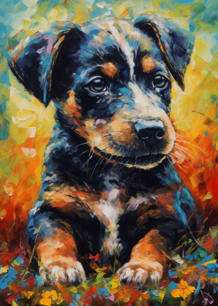 'Australian Shepherd Puppy' Poster, picture, metal print, paint by ...