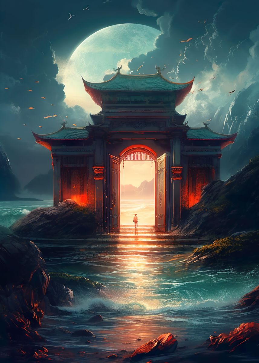 'japanese door to heaven' Poster, picture, metal print, paint by ...