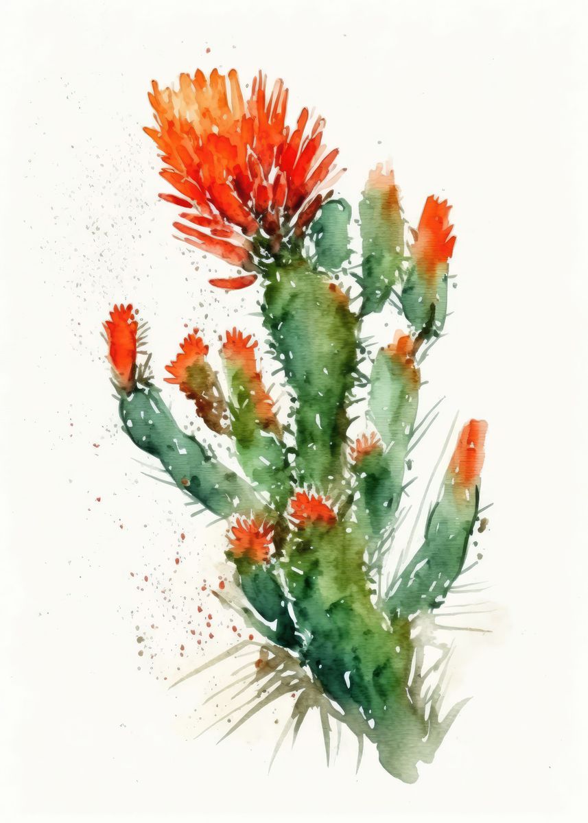 'Cactus Flower Watercolor' Poster, picture, metal print, paint by Nick ...