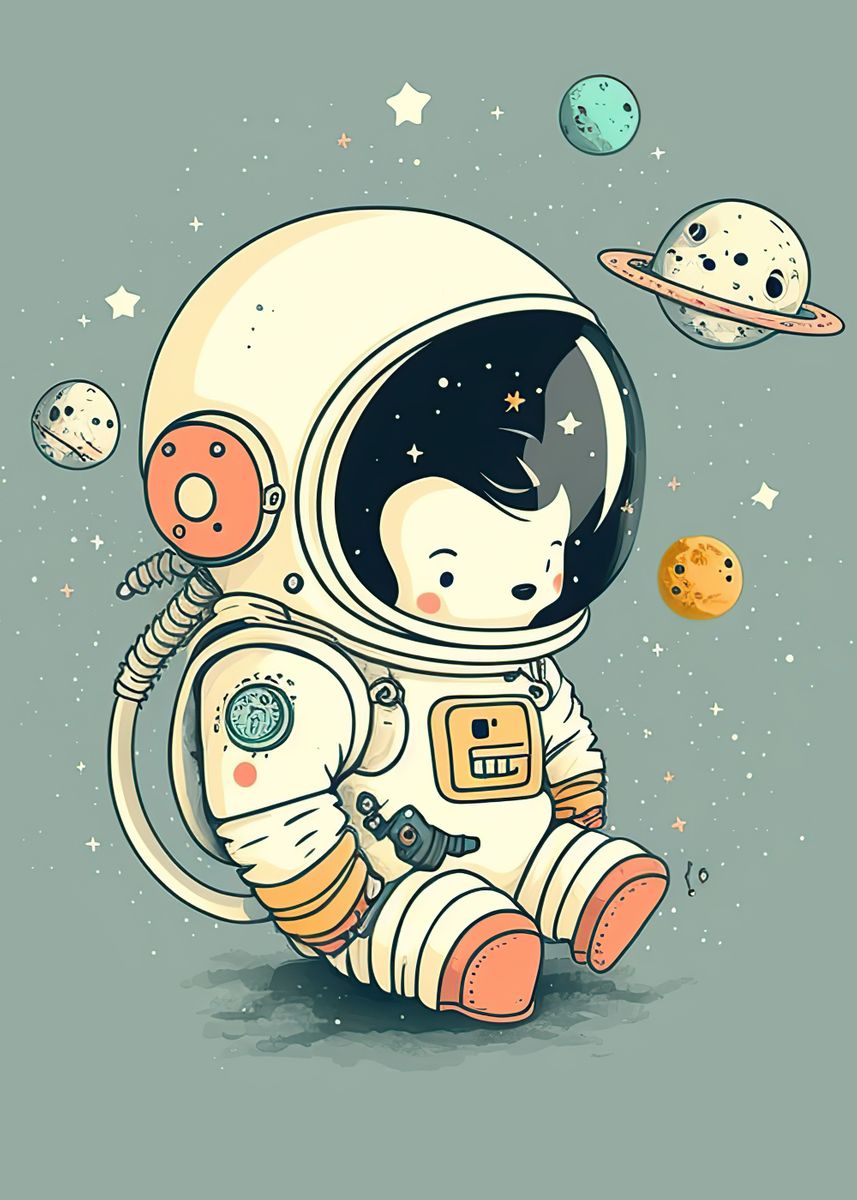'Astronaut cute ' Poster, picture, metal print, paint by Ahmet Thorpe ...