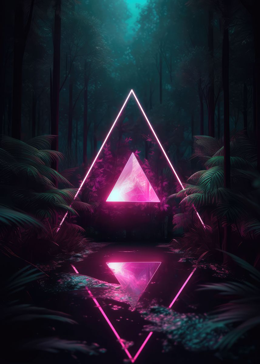 'Pink Triangle Jungle' Poster, picture, metal print, paint by Kingdom ...