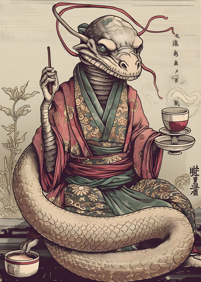'Yokai tea ceremony 2' Poster, picture, metal print, paint by Unique ...