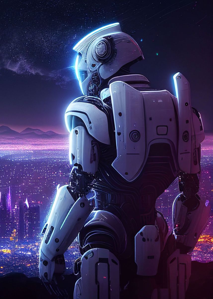 'robot in future' Poster, picture, metal print, paint by Mateusz ...