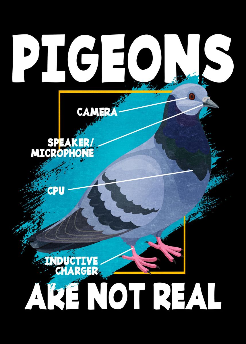 'Pigeons Are Not Real' Poster, picture, metal print, paint by Hexor ...