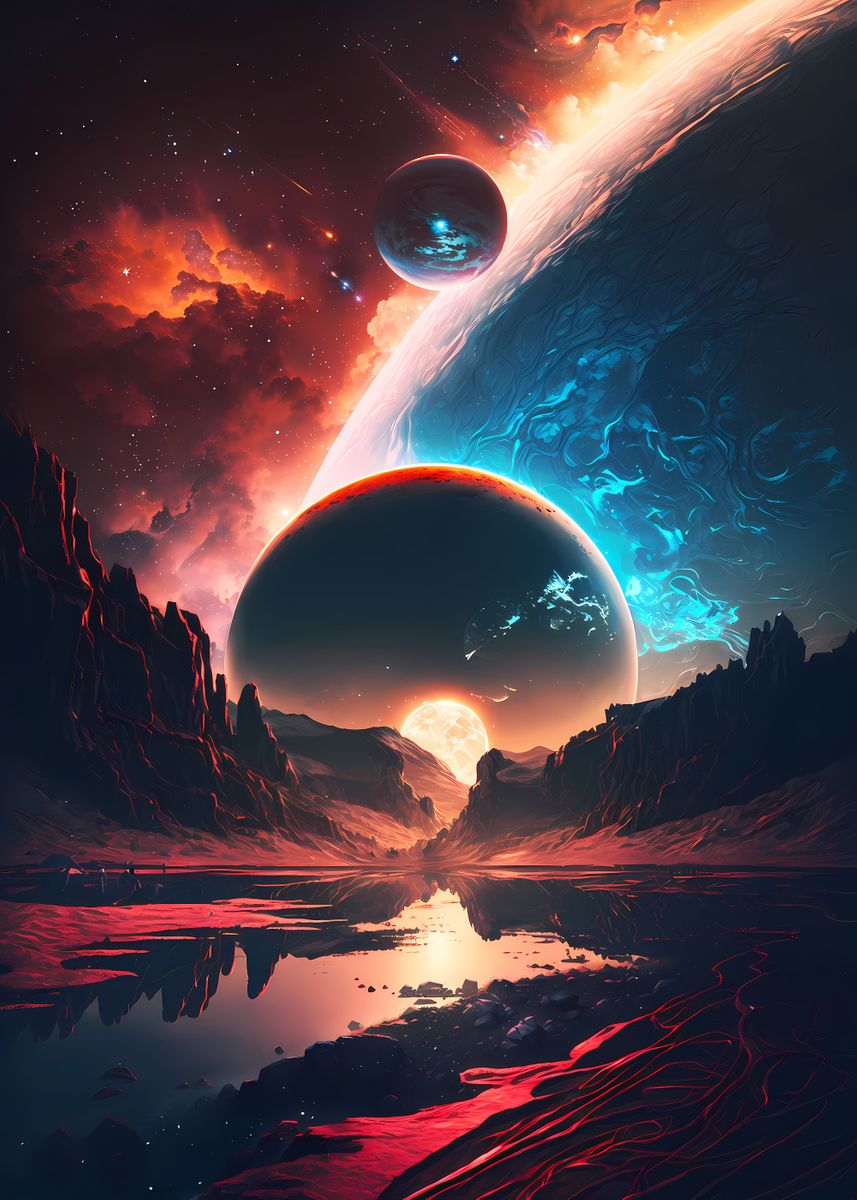 'Cosmic Sunset Serenity' Poster by Luong Phat | Displate