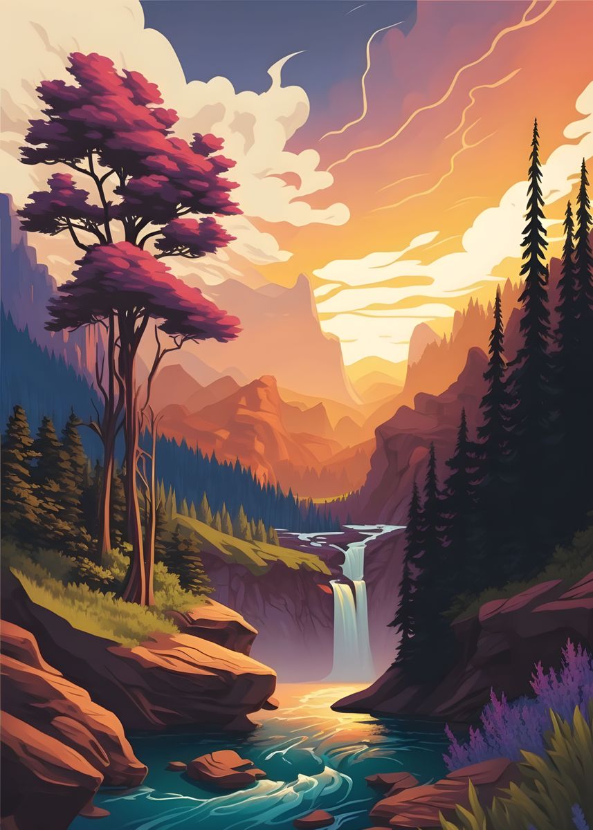 'Serene Landscape' Poster by Atmos Image | Displate