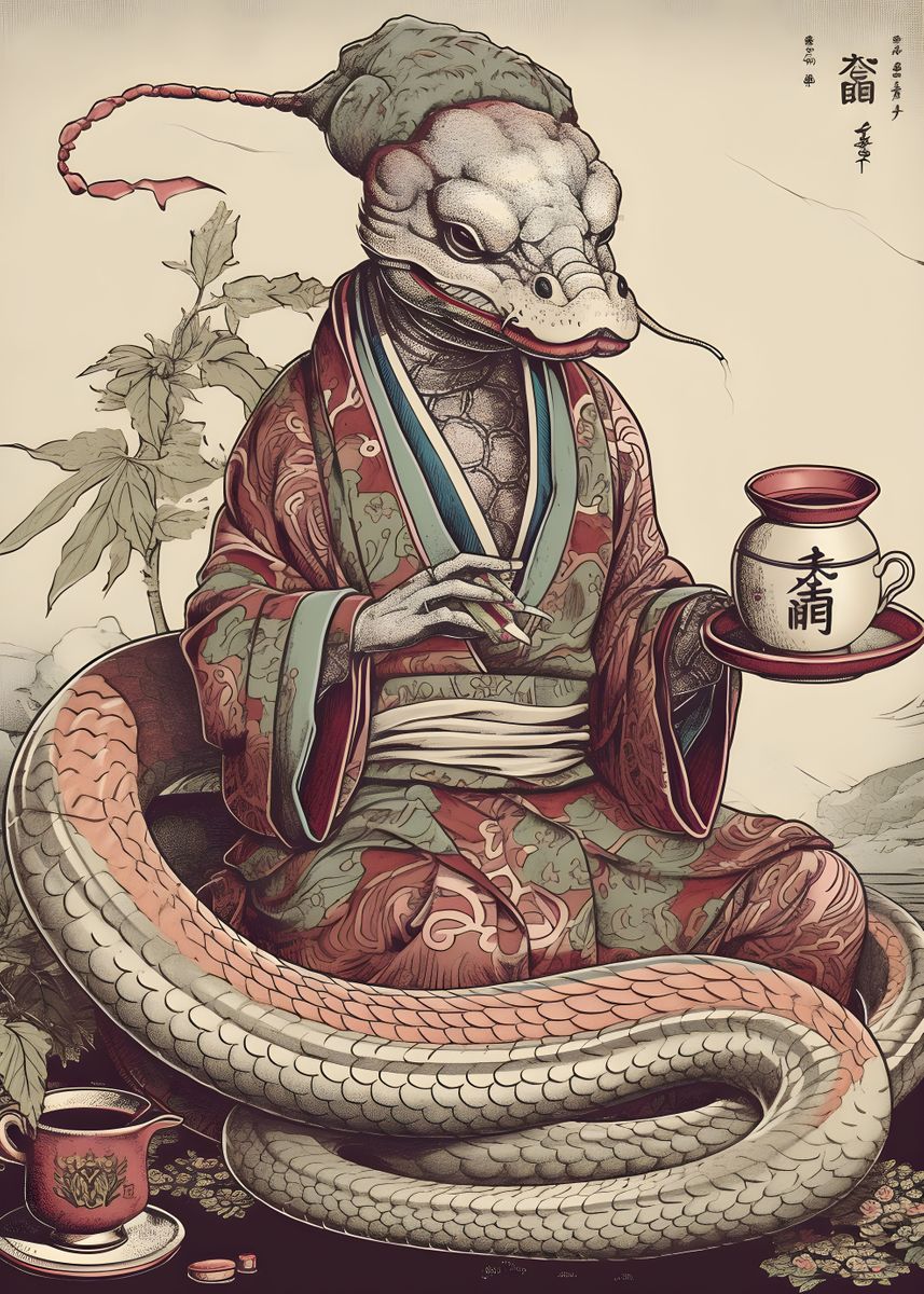 'Yokai tea ceremony' Poster, picture, metal print, paint by Unique art ...