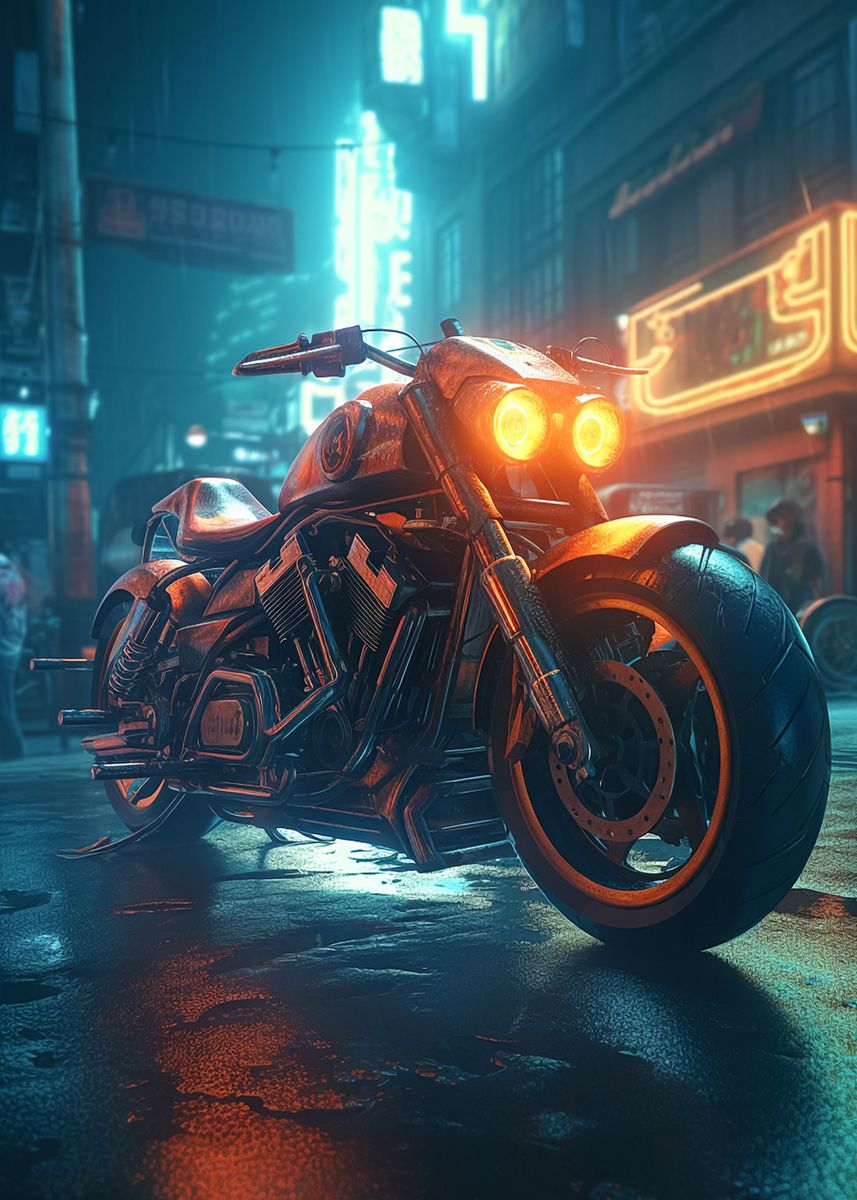 'Cyber Motorcycle' Poster, picture, metal print, paint by Ozan Psd ...