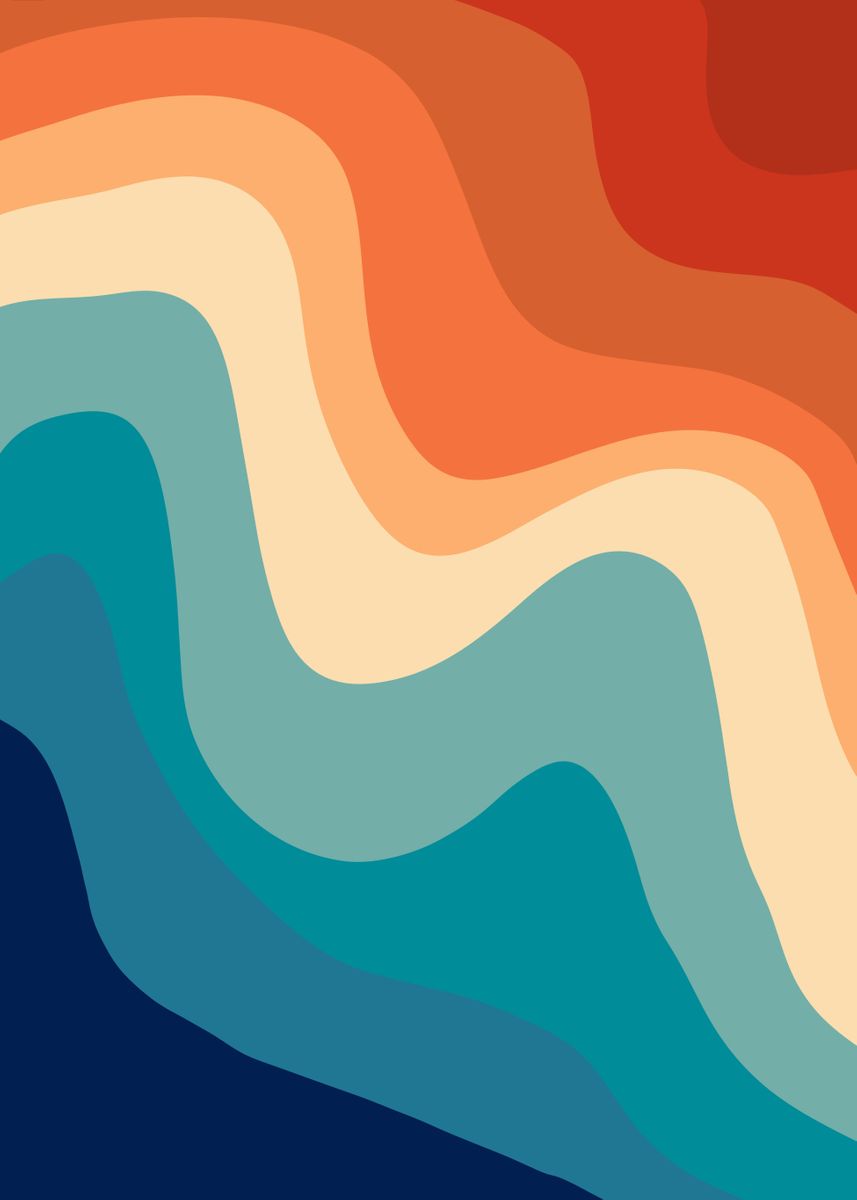 'Retro Summer Swirl Wave 1a' Poster, picture, metal print, paint by ...