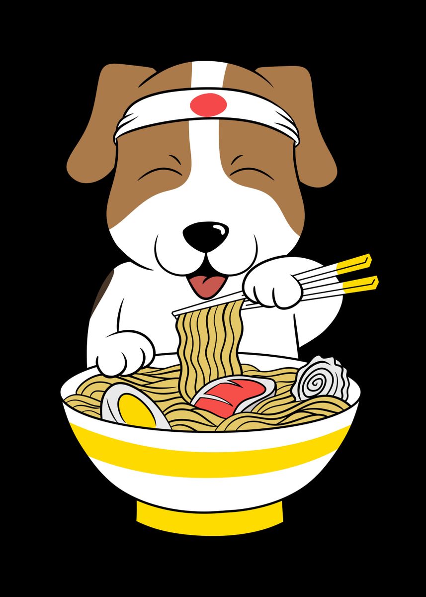 'Jack Russell Dog Ramen' Poster, picture, metal print, paint by ...