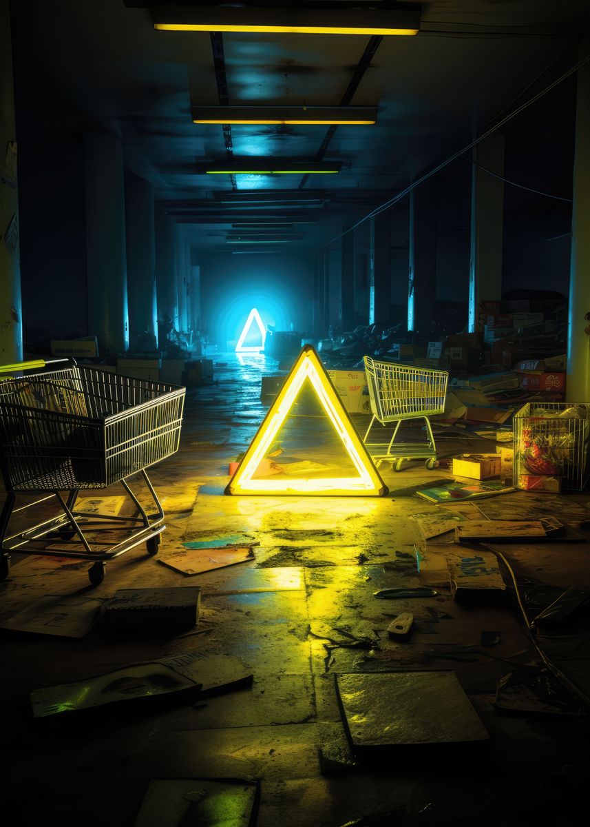 'Yellow Triangle Mall' Poster, picture, metal print, paint by Kingdom ...