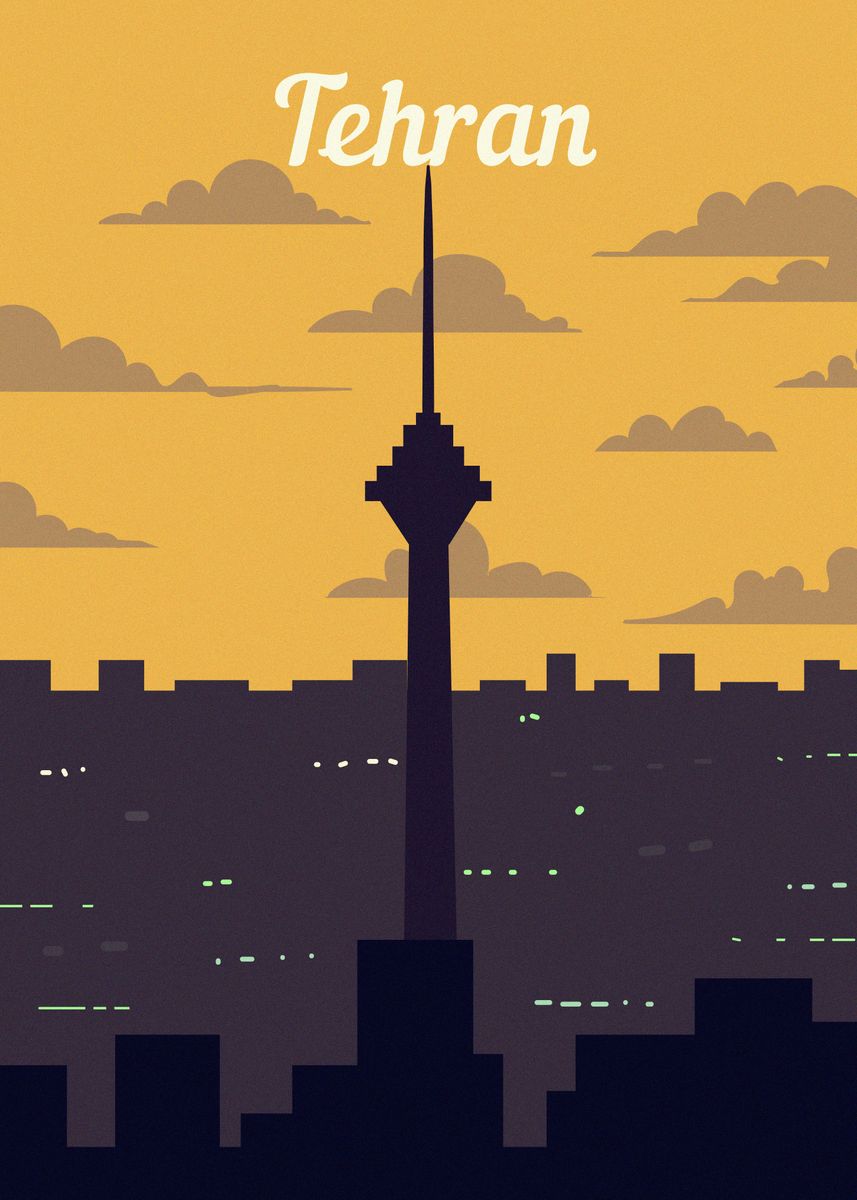 'Tehran city skyline' Poster, picture, metal print, paint by Le Thi Thu ...