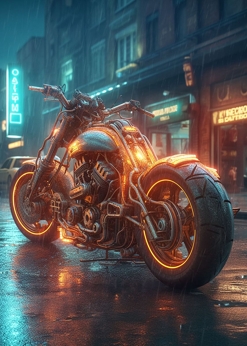 'Cyber Motorcycle' Poster, picture, metal print, paint by Ozan Psd ...