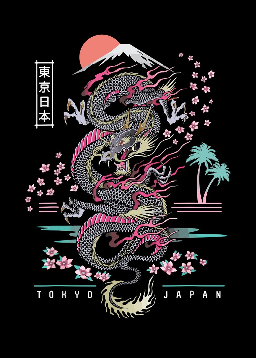 'Japanese Tokyo Dragon ' Poster by jaydenjtu Nature | Displate