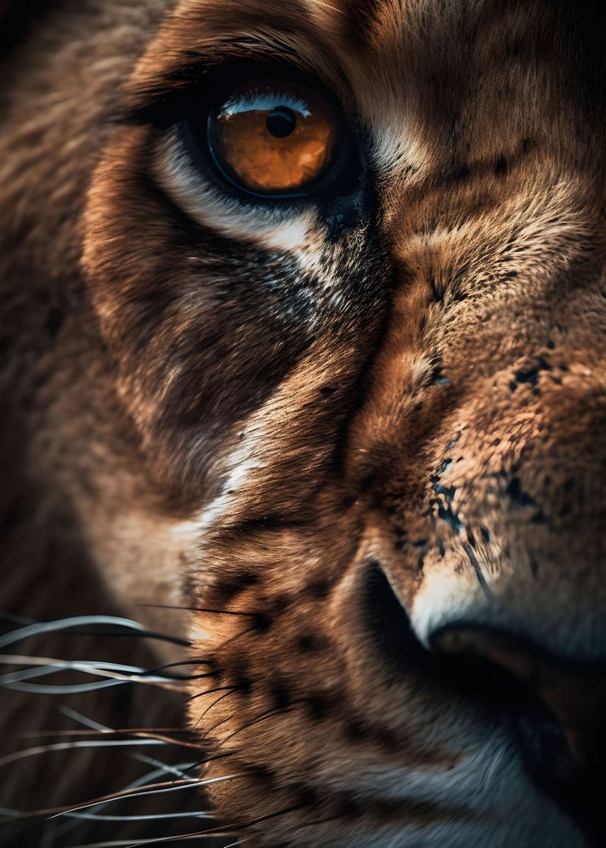 'Captivating Lion Eye Macro' Poster, picture, metal print, paint by ...