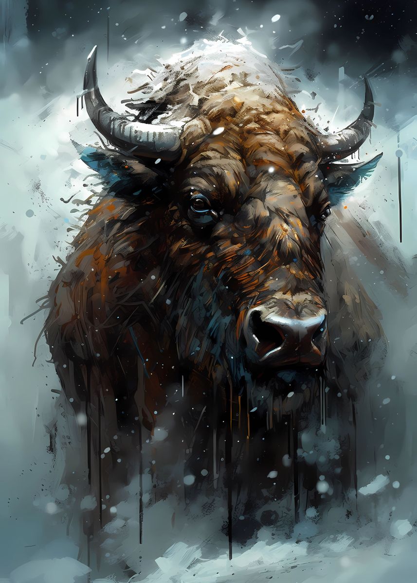 'Winter Bison' Poster, picture, metal print, paint by David Scott ...