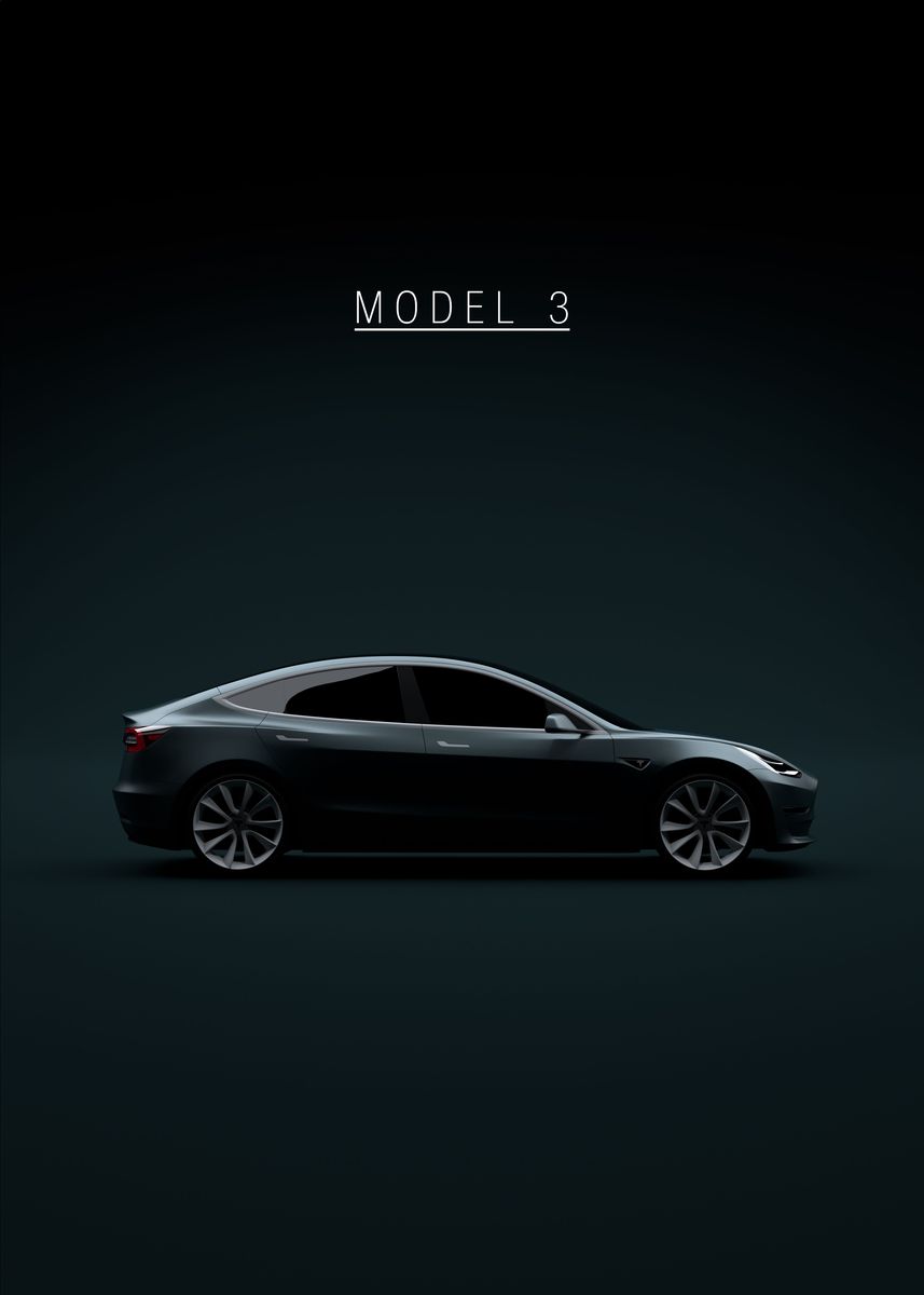 'Tesla Model 3 2018 ' Poster, picture, metal print, paint by 21 MXM ...