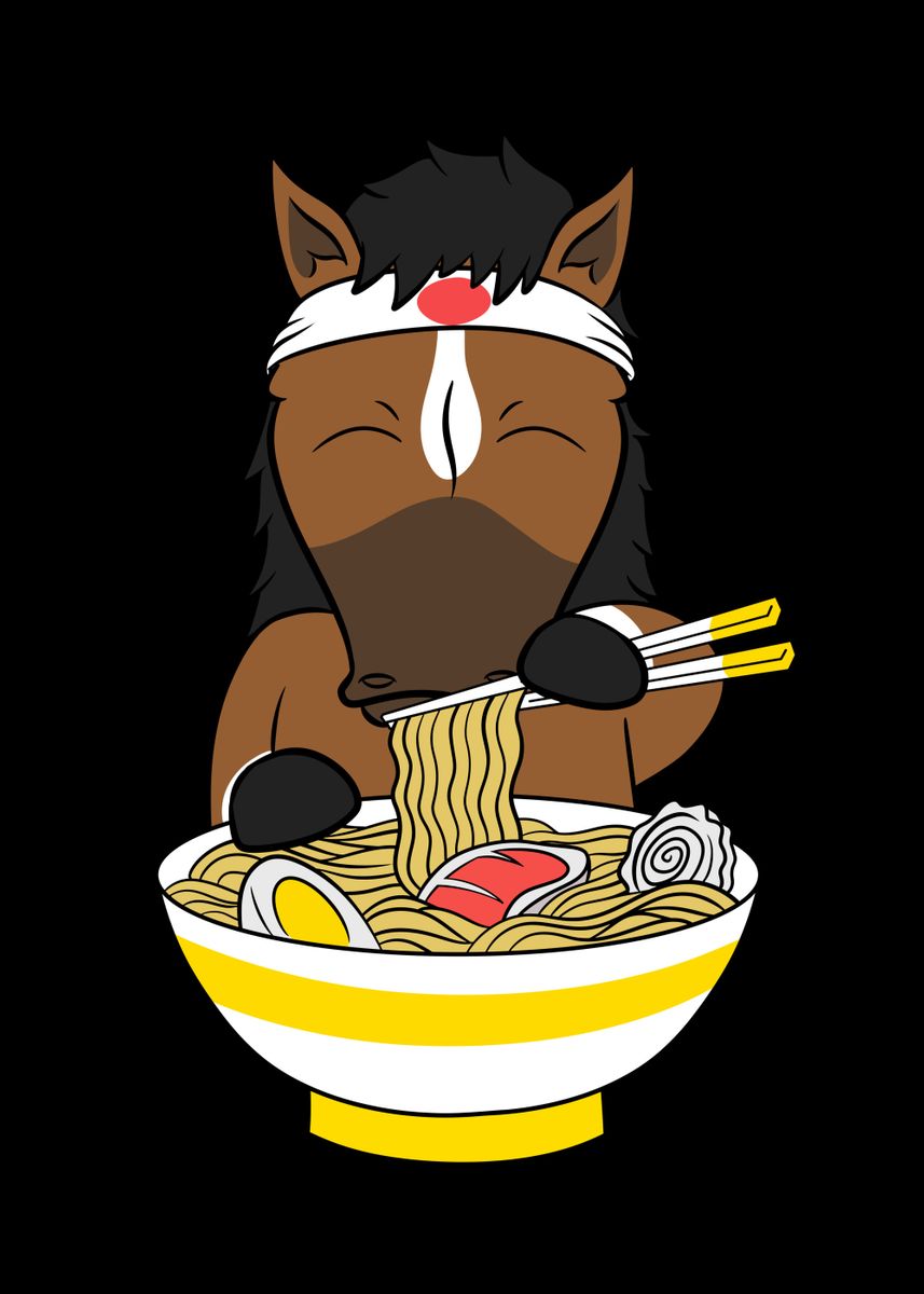 'Horse Ramen ' Poster, picture, metal print, paint by PetPrints | Displate