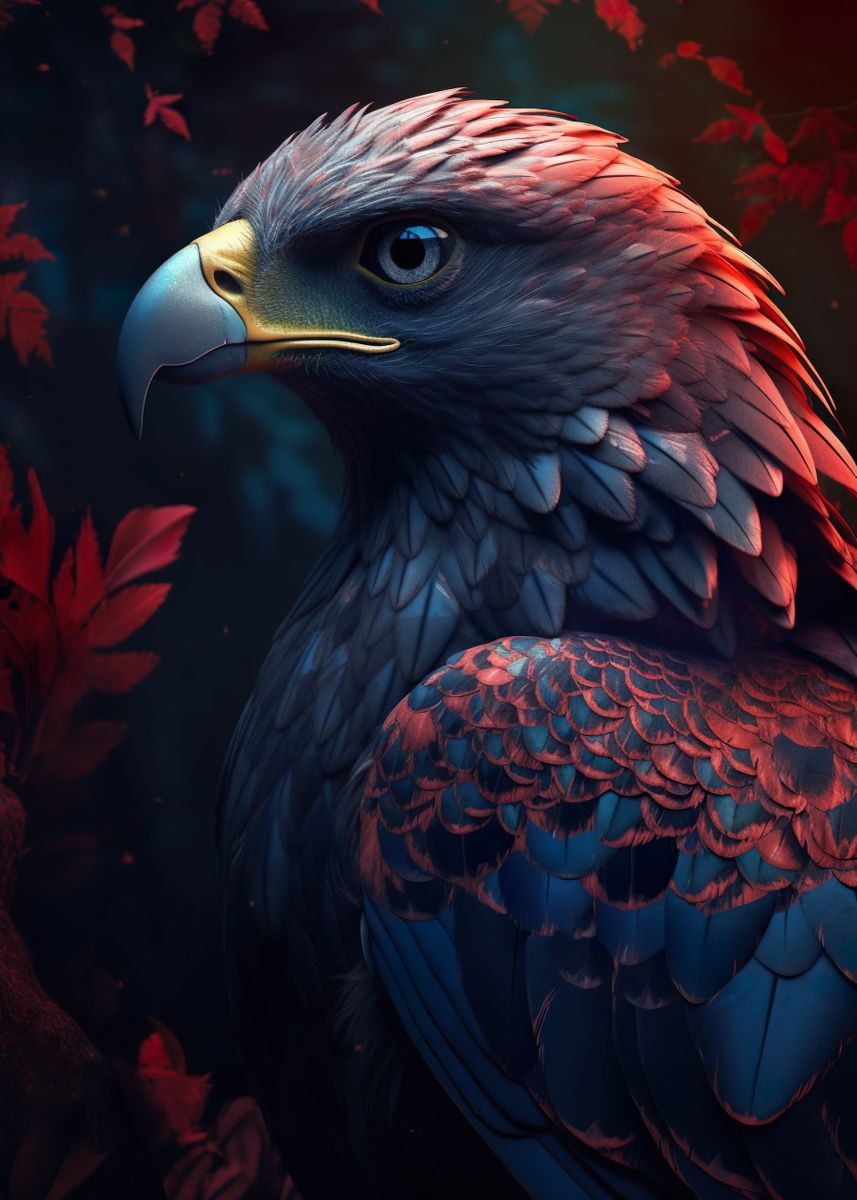 'Eagle Red Leaves' Poster, picture, metal print, paint by AyrioArt ...