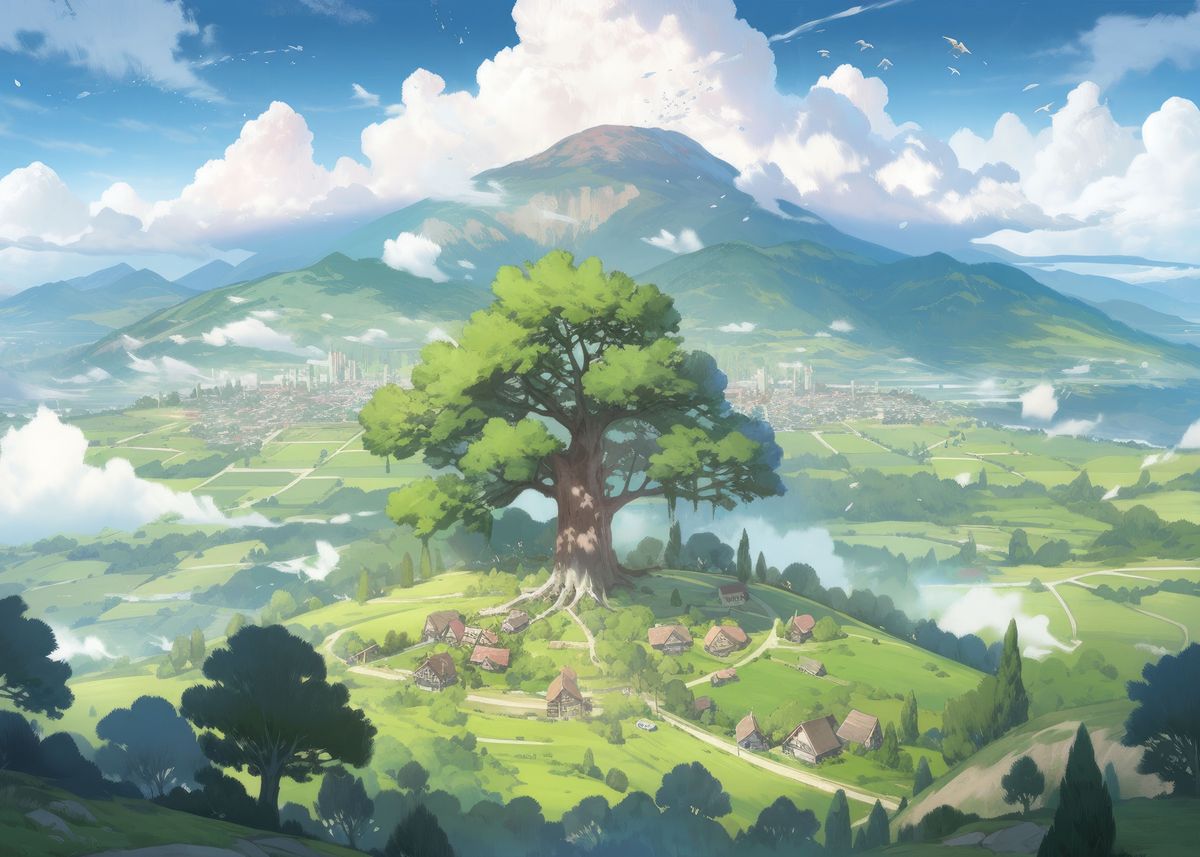 'The village under the tree' Poster by IArtWork | Displate