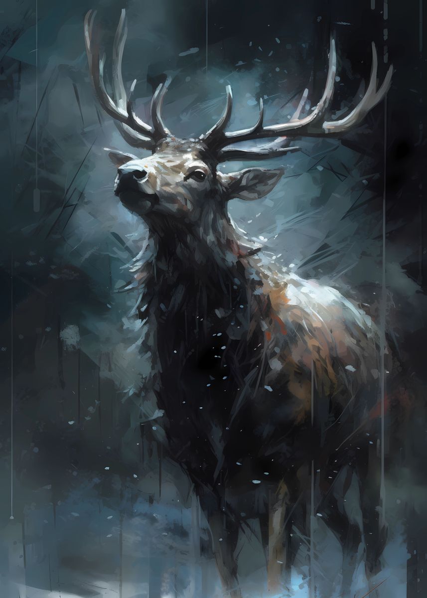 'Winter Stag ' Poster by David Scott | Displate