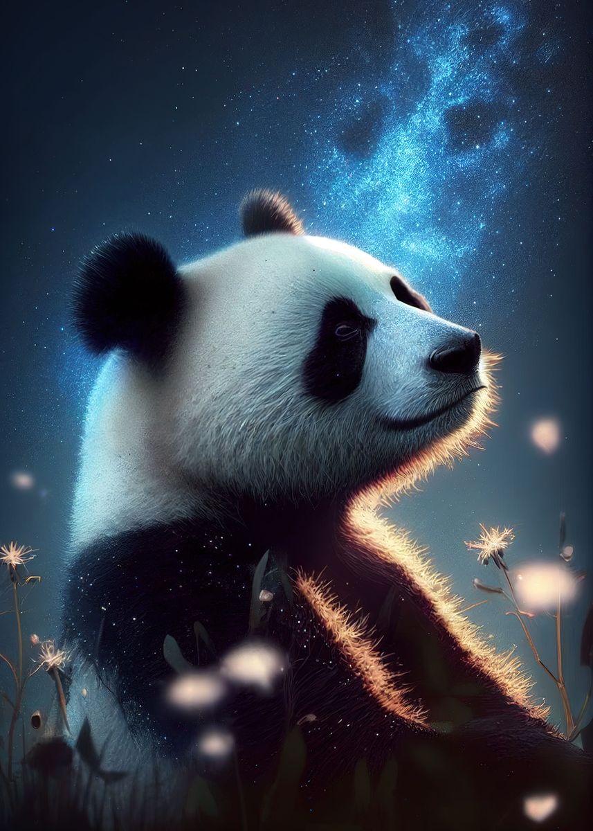 'Panda Galaxy Animal' Poster, picture, metal print, paint by Whimsical ...