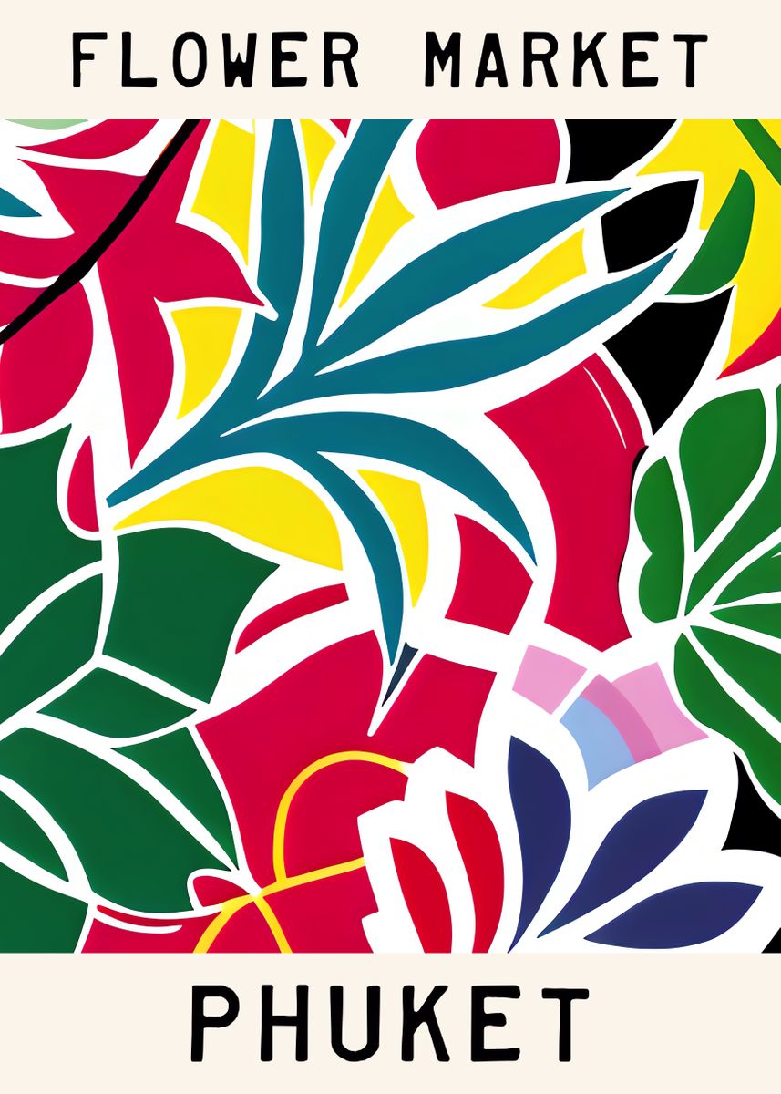 'PHUKET Flower Market' Poster, picture, metal print, paint by BluePinkPanther | Displate