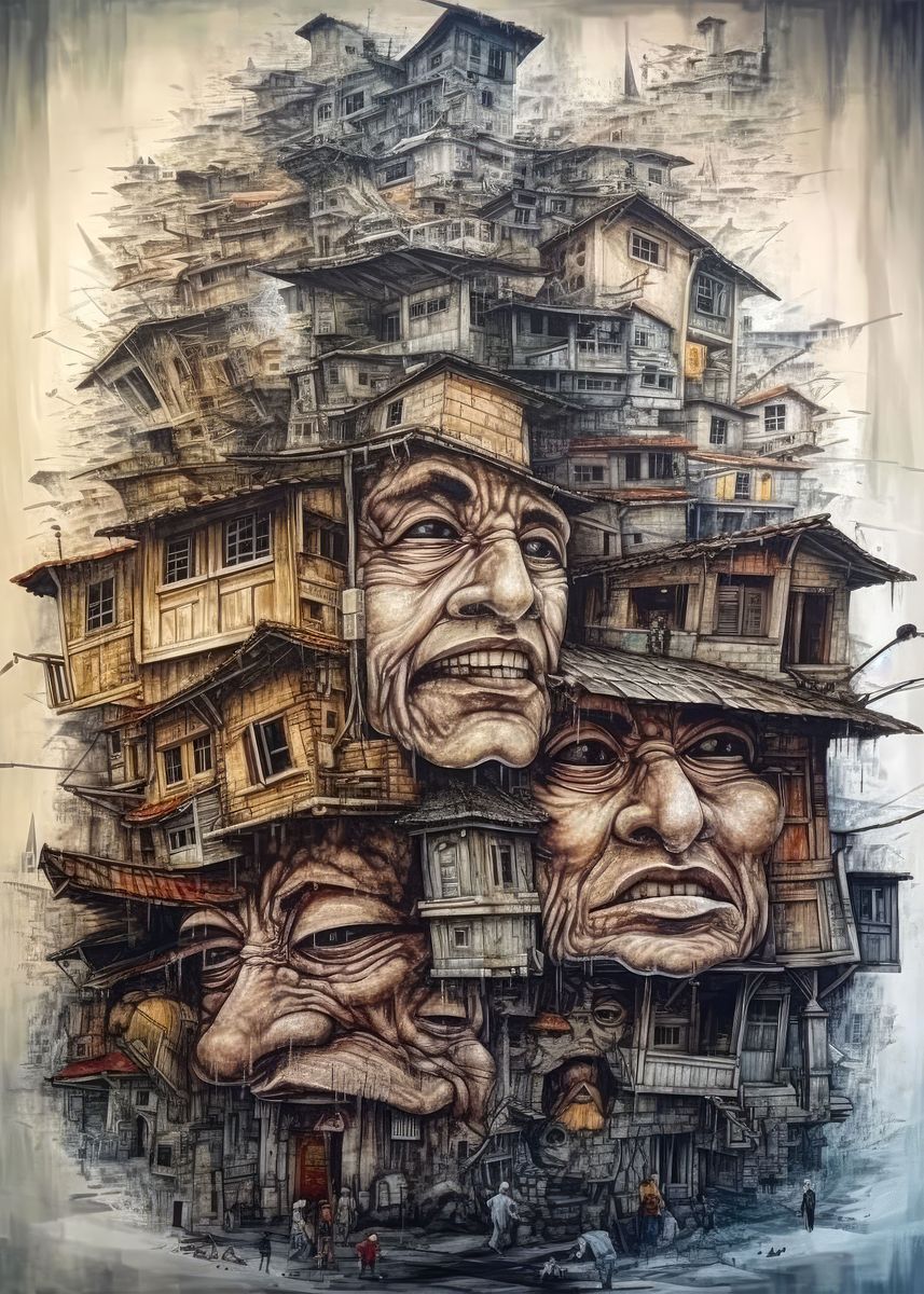 'Faces of the city' Poster, picture, metal print, paint by Digital Arts ...