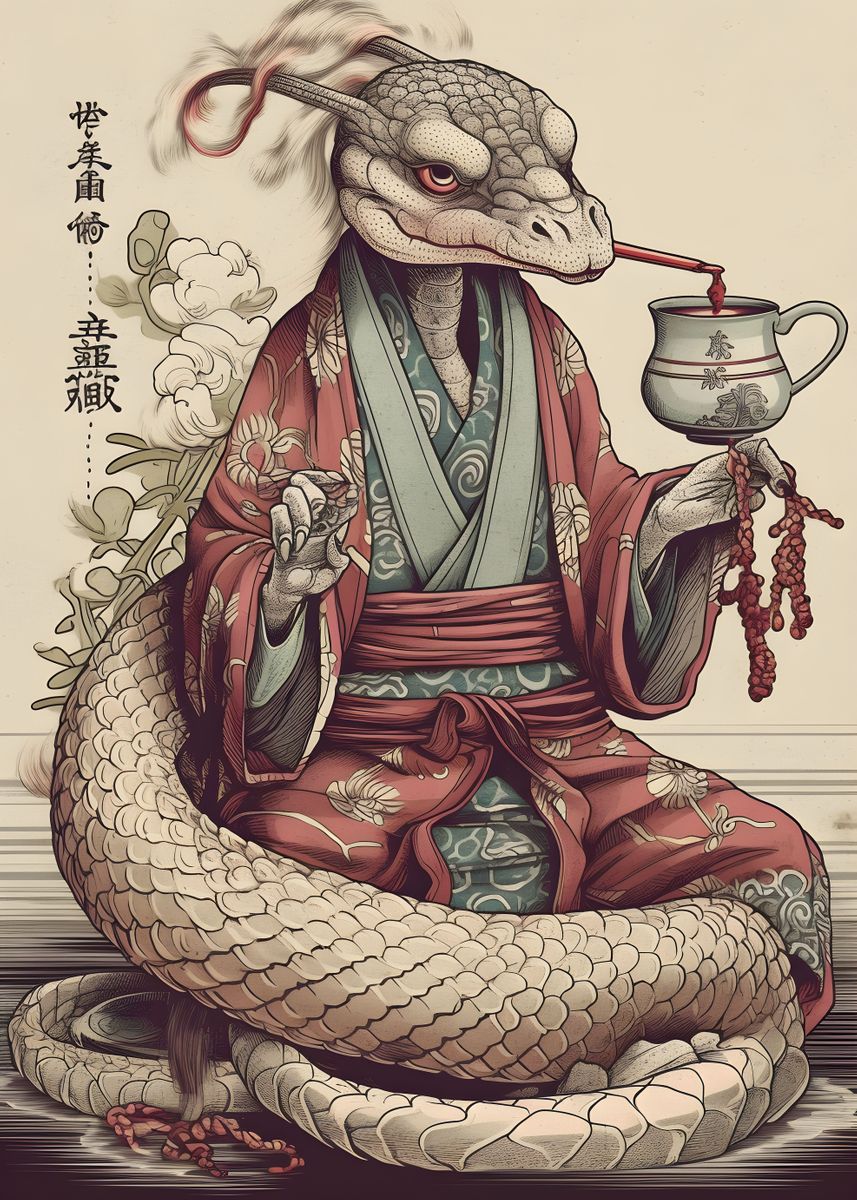 'Yokai tea ceremony 3' Poster, picture, metal print, paint by Unique ...