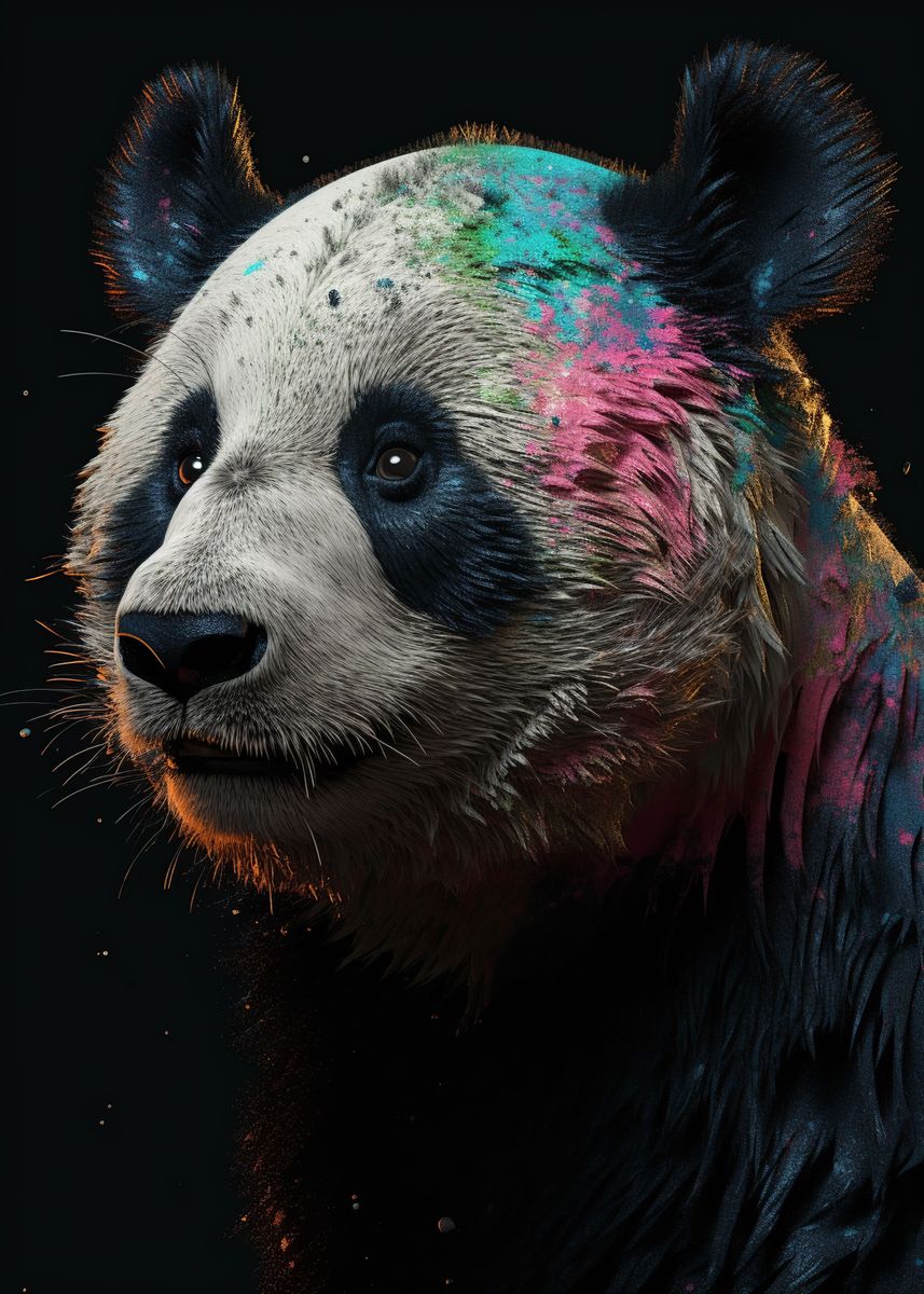 'Colorful Panda' Poster, picture, metal print, paint by Wall Harmonic ...