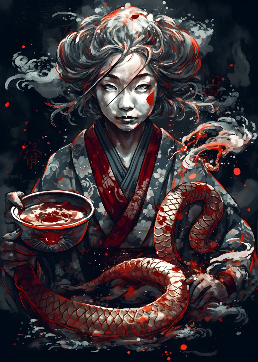 'Bloddy Geisha Ghost Ramen2' Poster, picture, metal print, paint by ...