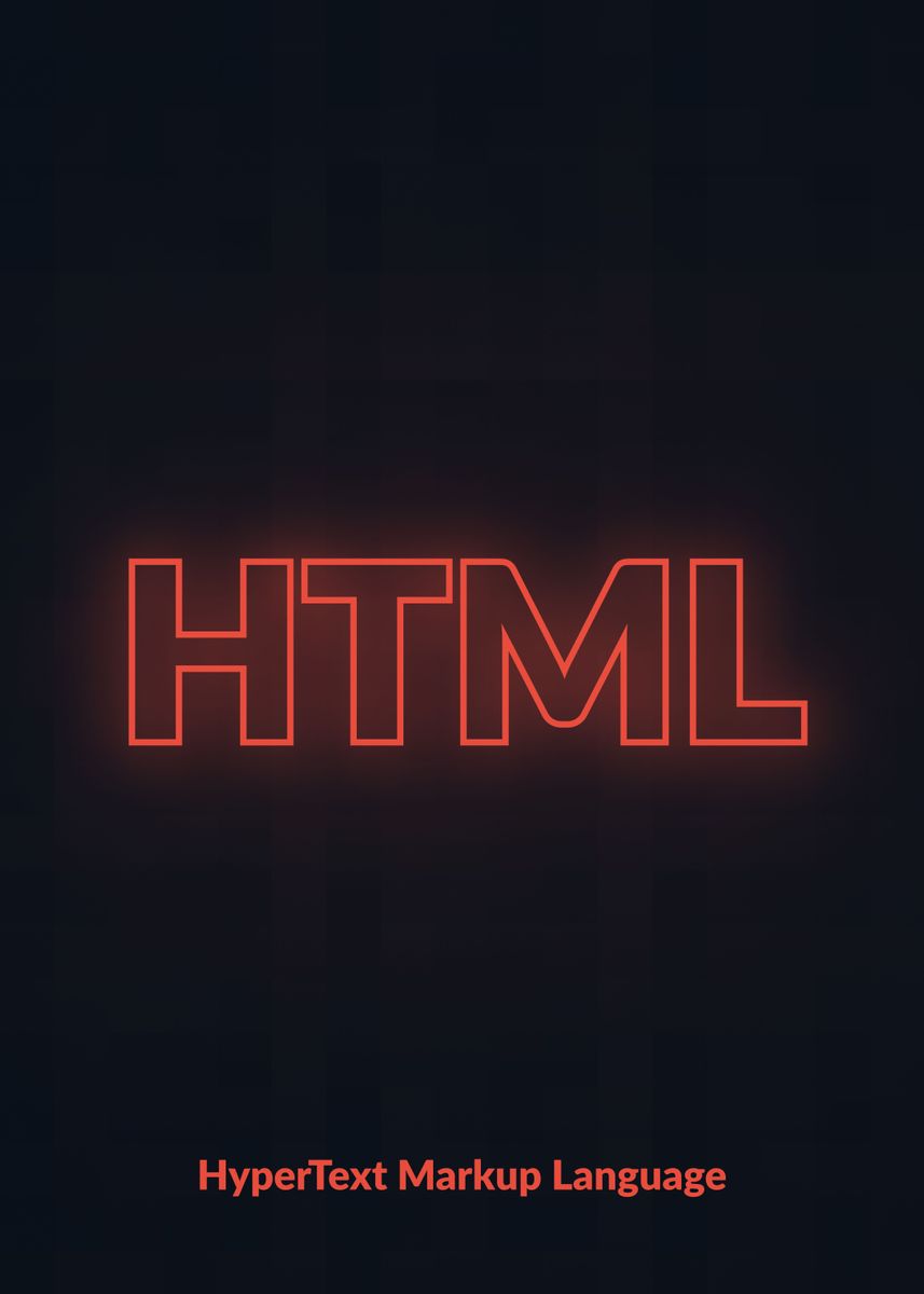 'HTML Language Neon Style' Poster, picture, metal print, paint by Wisnu ...
