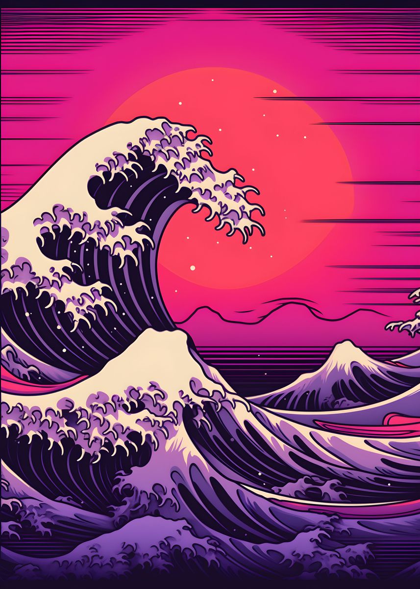 'Japan Wave Retro' Poster, picture, metal print, paint by David Pup ...