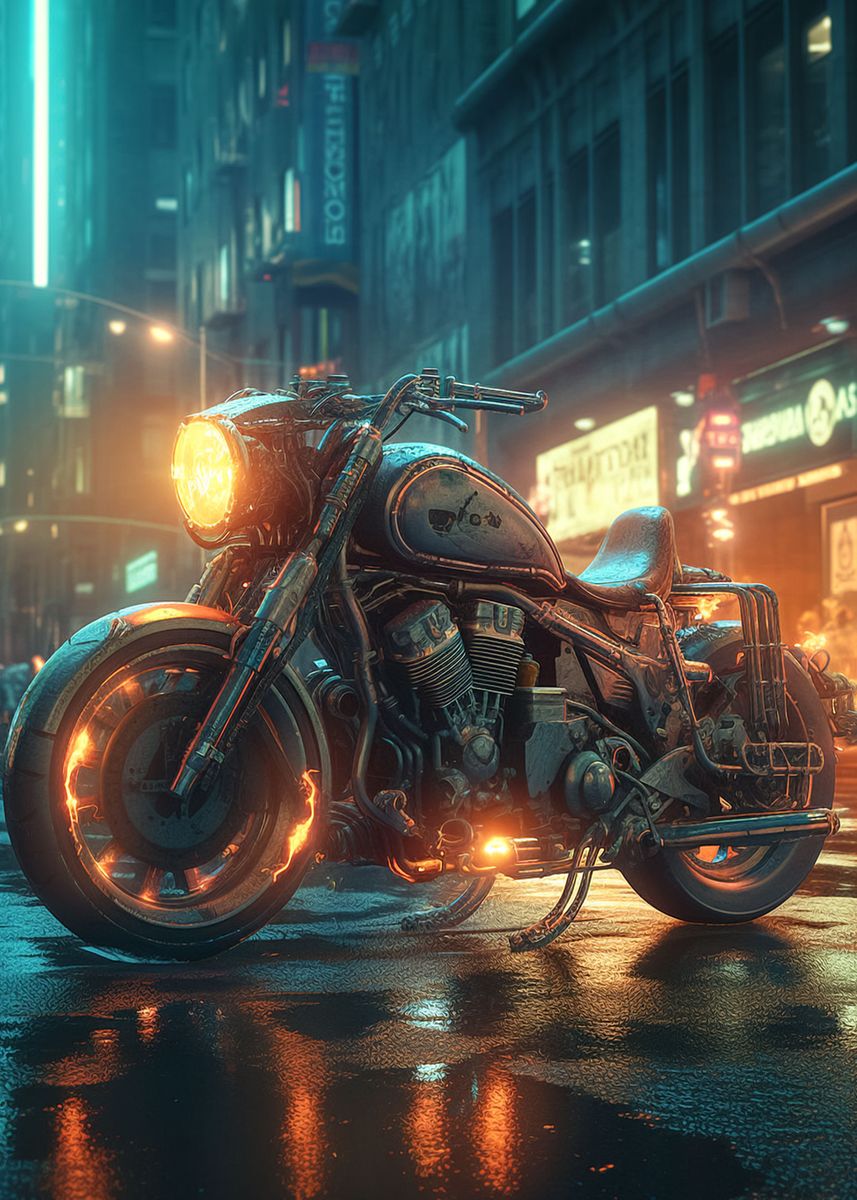 'Cyber Motorcycle' Poster, picture, metal print, paint by Ozan Psd ...