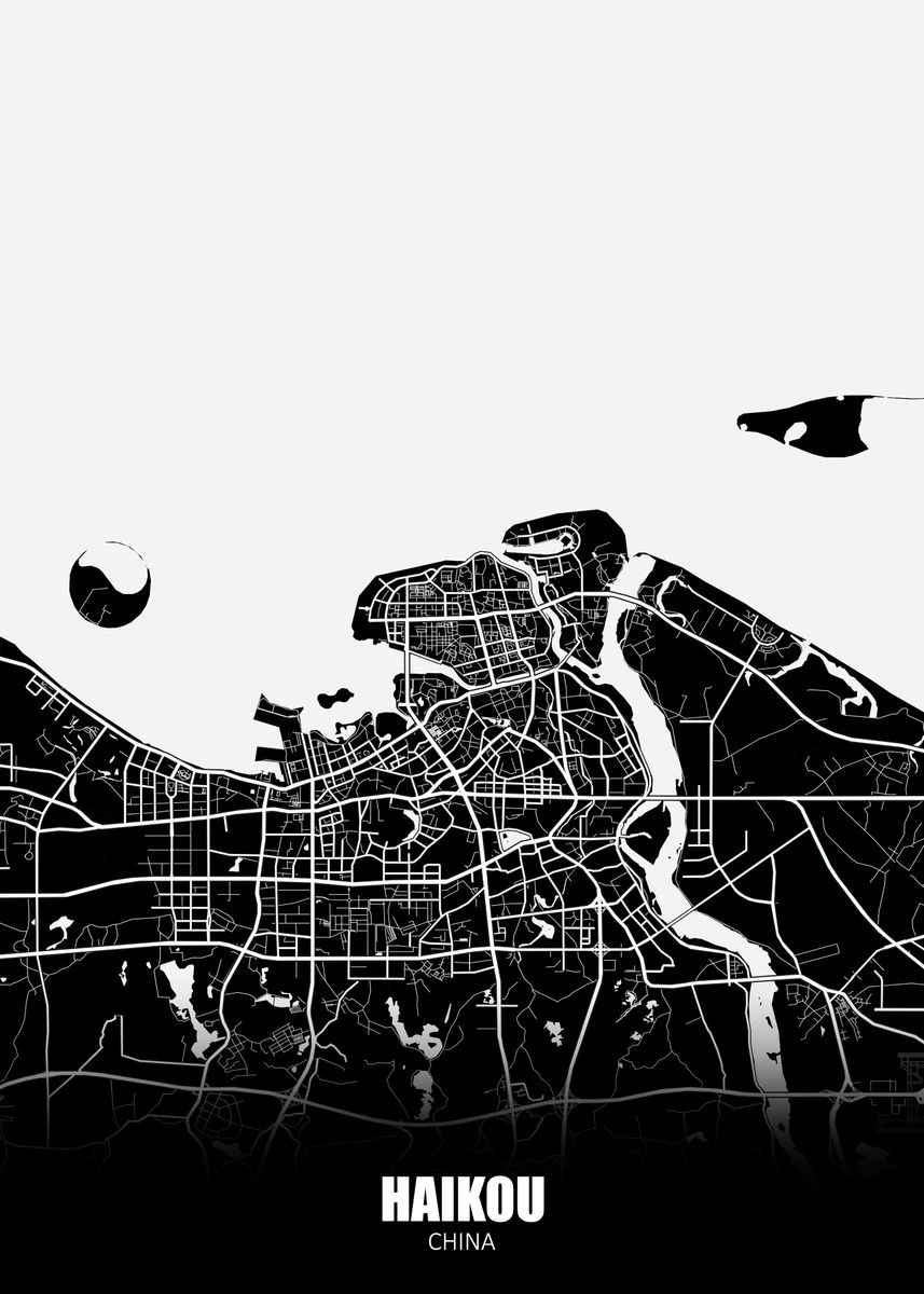 'Haikou China Map' Poster, picture, metal print, paint by Zake Yonkou ...