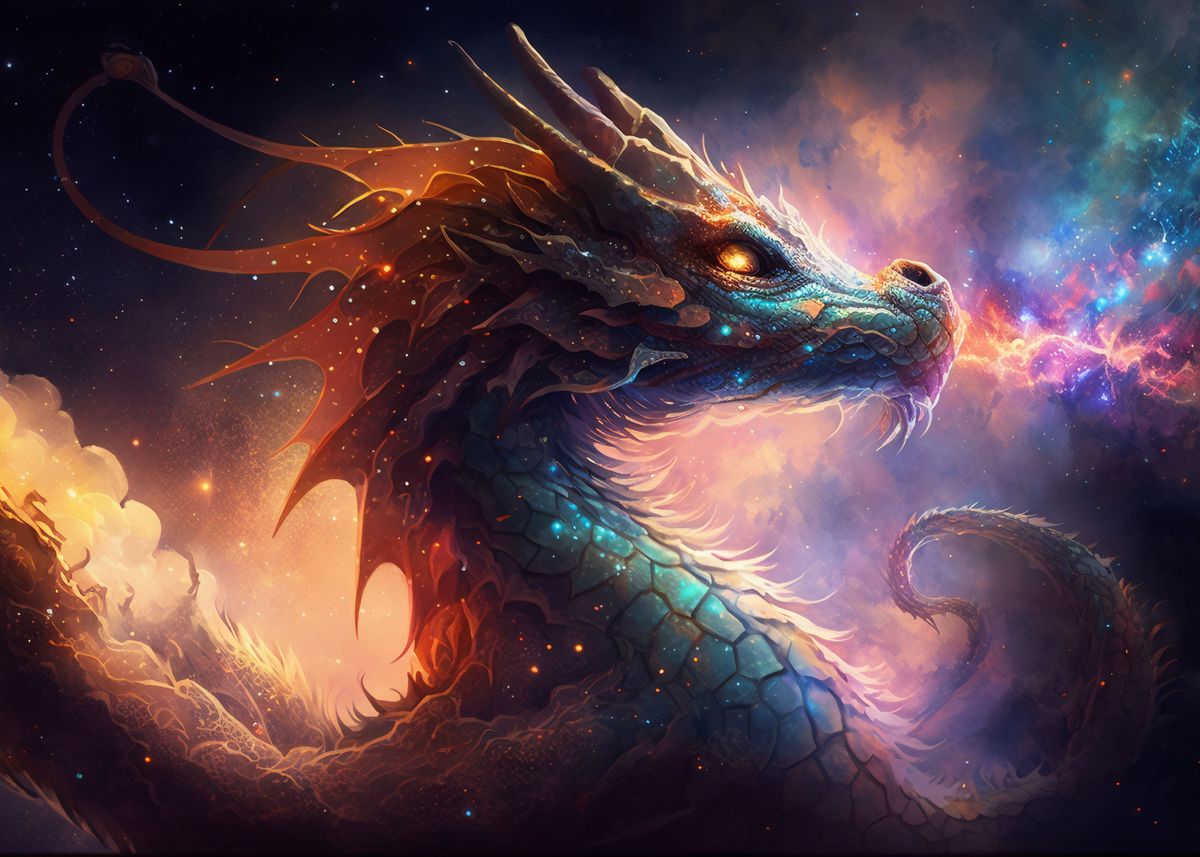 'Cosmic Space Dragon' Poster by Bailey DHeath | Displate