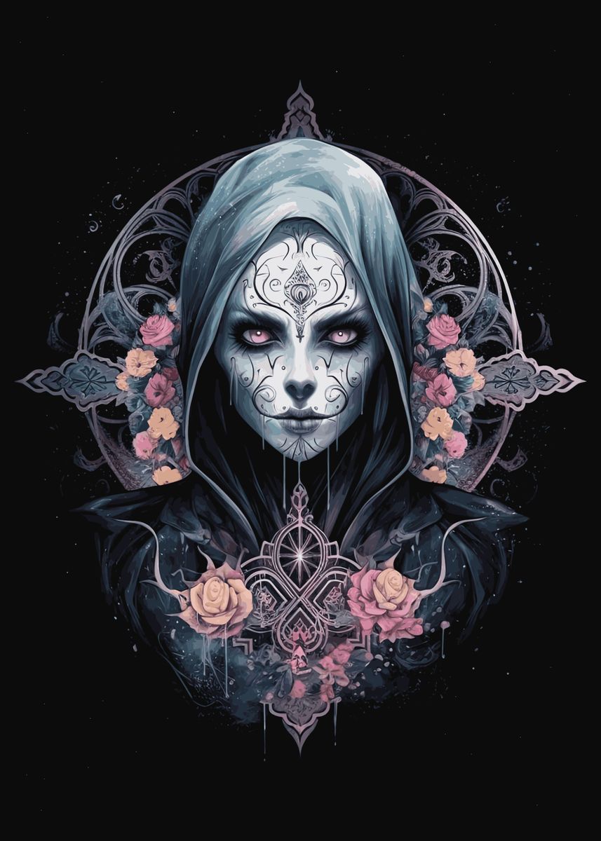 'Mystical Gothic Witch' Poster, picture, metal print, paint by ...