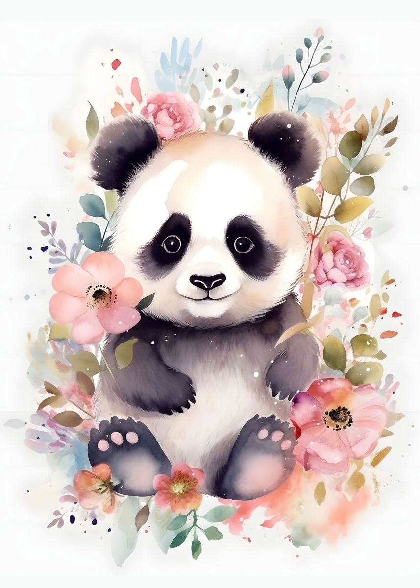 'Cute Panda' Poster, picture, metal print, paint by Sambel Pedes | Displate